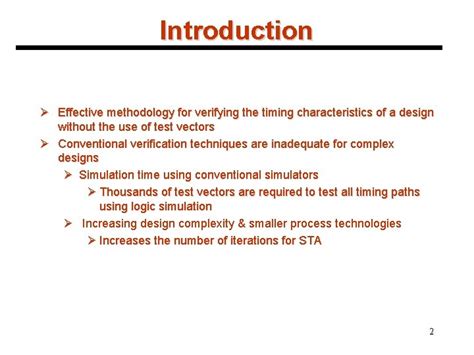 Static Timing Analysis 1 Introduction Effective Methodology For
