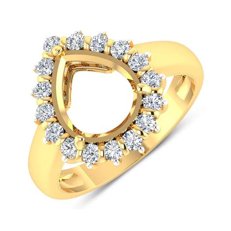 14k Gold Semi Mount Ring With Natural Diamonds Customizable Yellow