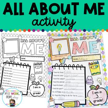 All About Me Back To School Activity By Less Work More Play Tpt