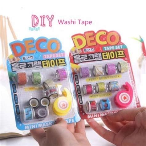 9pcs Set Adhesive Tape Lovely Mini Glitter Washi Tape Set Karachi