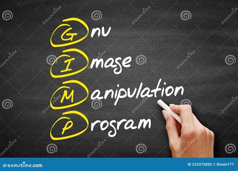 gimp gnu image manipulation program acronym concept on blackboard