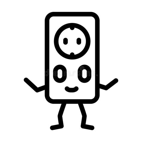 Electrical Socket Character Line Icon Vector Illustration Stock
