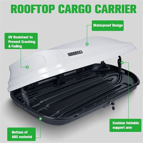 14 Cuft Car Top Cargo Carrier Roof Mount Luggage Box Toolless Install