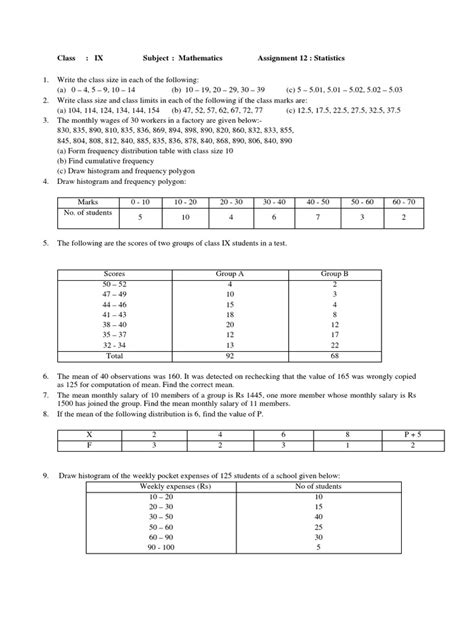 Cbse Class 9 Mathematics Worksheet Pdf Mode Statistics