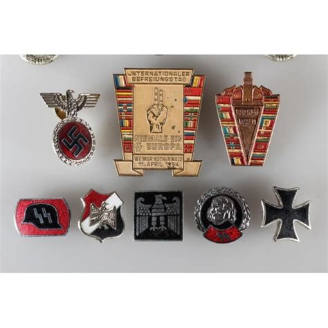 20th Century Nazi German Badges And Insignia To Include Two Parteiadler White Metal Cap Badges Anot