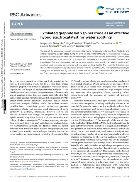 Pdf Exfoliated Graphite With Spinel Oxide As An Effective Hybrid