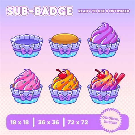 Sparkling Cupcake Sub Badges For Twitch Emiko Emotes Twitch Badges