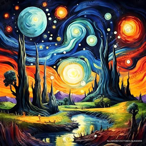 Ai创作图卡通七彩梦幻风景 昵图网