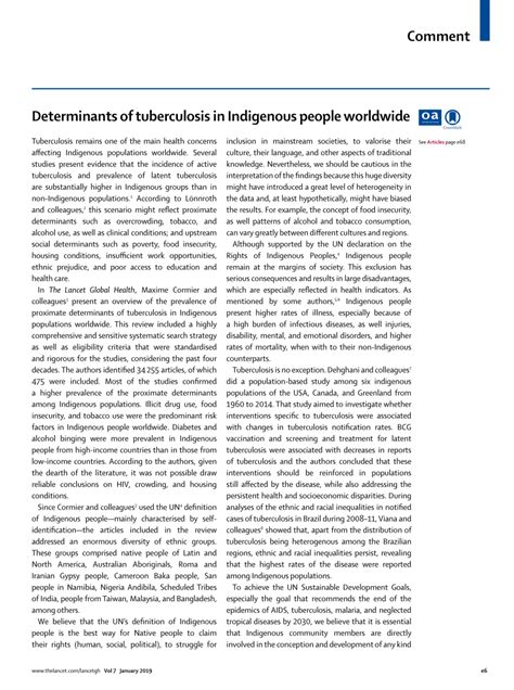 Pdf Determinants Of Tuberculosis In Indigenous People Worldwide