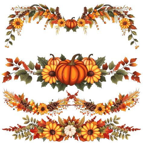 Free Thanksgiving Garland Vector Set Thanksgiving Border Fall Banner