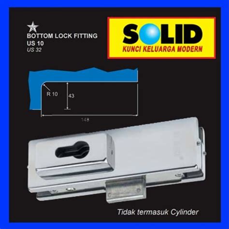 Jual Solid Body Kunci Lockase Pintu Kaca Solid Bottom Lock Fitting Us
