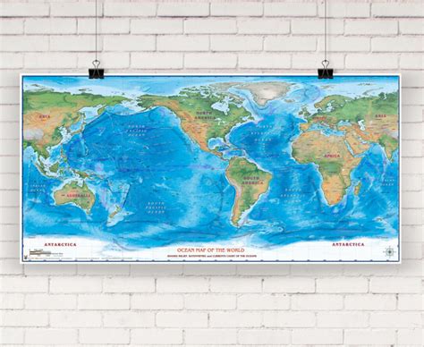 Equal Earth World Wall Map Physical Exaggerated Shaded Relief