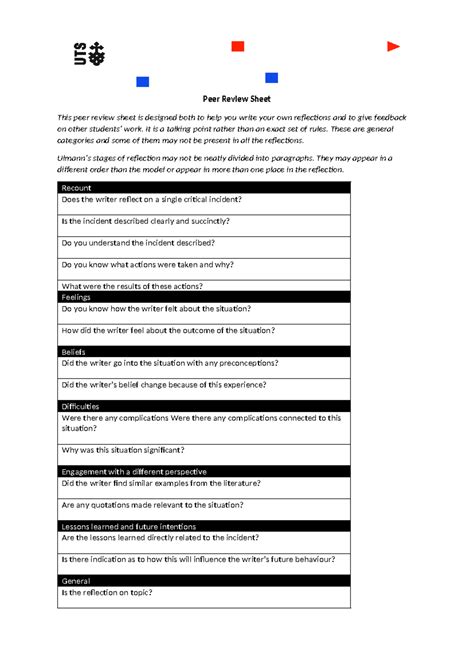 peer review sheet 1 1 peer review sheet this peer review sheet is