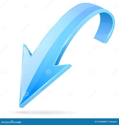 Blue Down Arrow D Shiny Web Icon Stock Vector Illustration Of Cursor Shape
