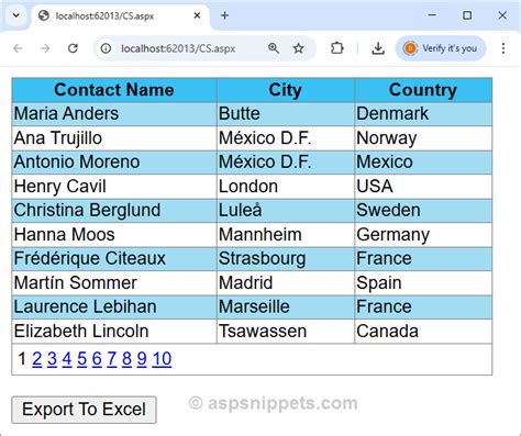 Export Gridview All Pages With Paging Enabled Allowpaging To Excel In
