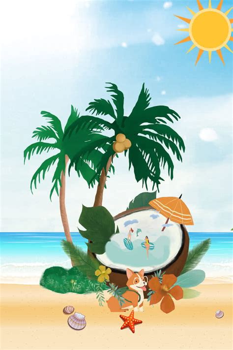 夏天海邊風景背景圖桌布手機桌布圖片免費下載 Pngtree