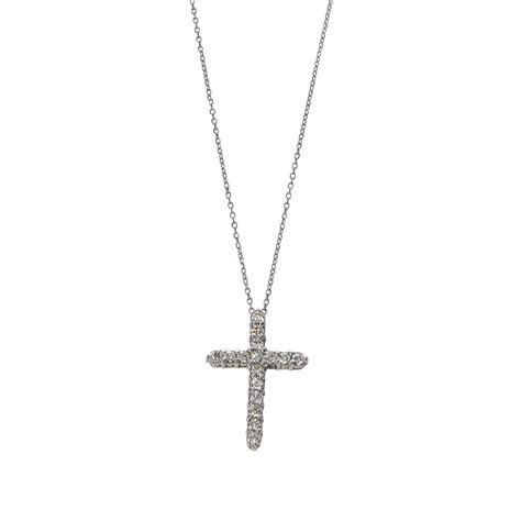 50ctw Diamond Cross 14k White Gold Pendant Necklace