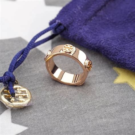 Tory Burch Jewelry Tory Burch Miller Studded Logo Ring In Rose Gold