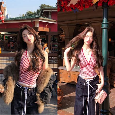 SẴn Áo Yếm Kẻ Caro Màu đỏ Trắng Viền Ren Nữ Tính Thời Trang Nữ Asn011 Titkik Shopee Việt Nam