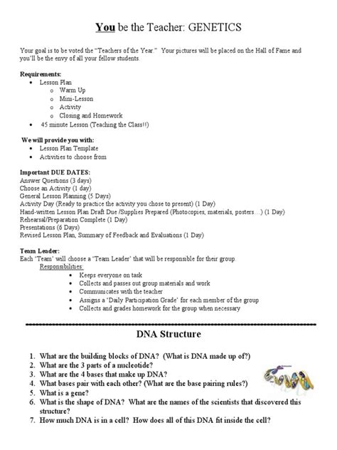 Genetics Project Pdf Translation Biology Lesson Plan