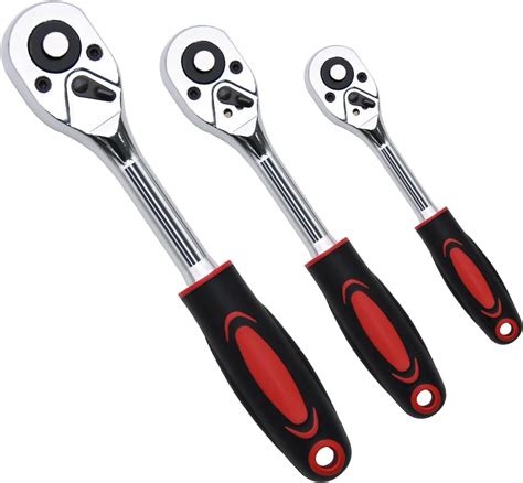 Ratchet Set 3 Pcs Professional Heavy Duty Ratchet Tool Set Durable Drive Ratchet Wrench 1 4