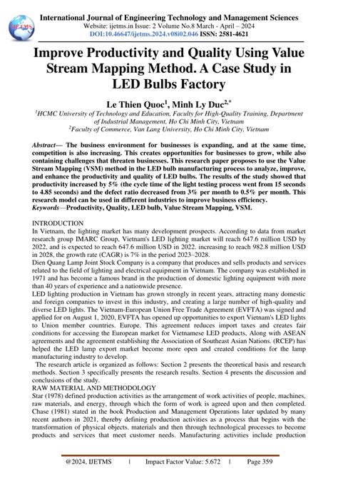 Pdf Improve Productivity And Quality Using Value Stream Mapping