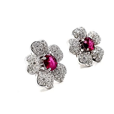 18k White Gold Ruby Cts 415 Diamond Tassel Earrings For Sale At 1stdibs