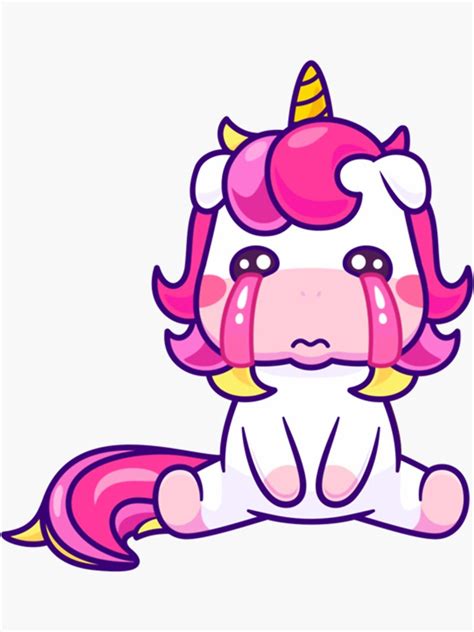 Pinky Cute Crying Kawaii Unicorn 167png Sticker For Sale By Kenyahyatt Redbubble