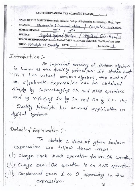 De Unit 2 Indroction And Explanation Of Principle Of Duality