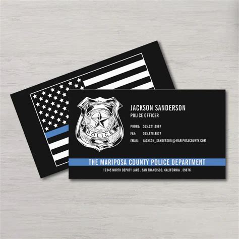 Custom Police Department Thin Blue Line Logo Business Card Zazzle