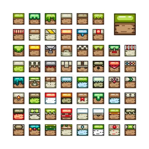 2d Tile Sets For Video Game Stock Vector Illustration Of Foliage Game 142065342