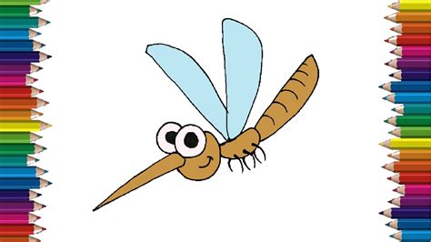 How To Draw A Mosquito Cuteand Easy Cartoon Mosquito Drawing Step By