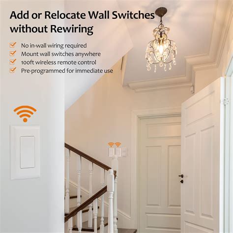 Suraielec Wireless Light Switch And Receiver Kit 15a High Power No Wiring 100ft Rf Range