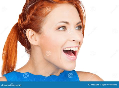 Excited Face Cheerful Emotions Of Teenager Girl Funny Face Of Young