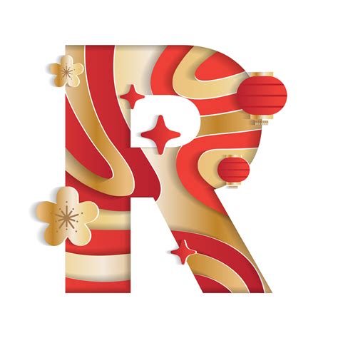 Letter R Alphabet Font Chinese New Year Concept Character Font Letter