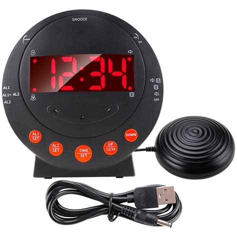 Itselfer 1 Set Of Strong Vibrating Alarm Clock With Bed Shaker Deaf Mutes Elderly Use Digital