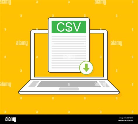 Download Csv Button On Laptop Screen Downloading Document Concept