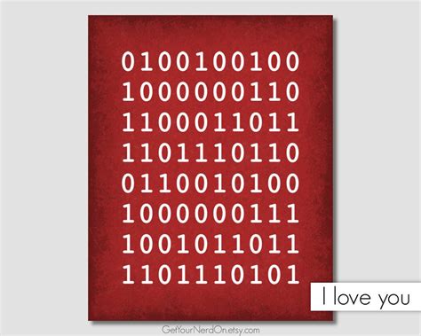 Nerdy I Love You Binary Code Wall Art Computer Science Etsy
