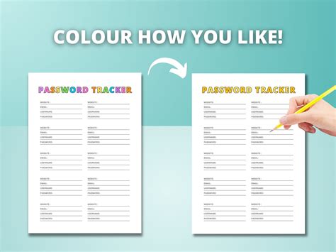 Password Tracker Printable Journal Page Coloring In Bullet Journal