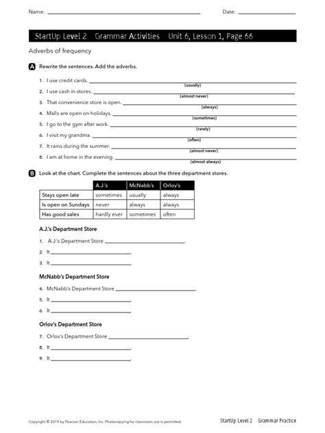 Startup Level 2 Grammar Activities Unit 6 Lesson 1 Page 66 Pdf