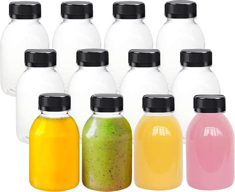 12 Pack 8 Oz 250 Ml Clear Plastic Juice Bottles With Lids Bulk