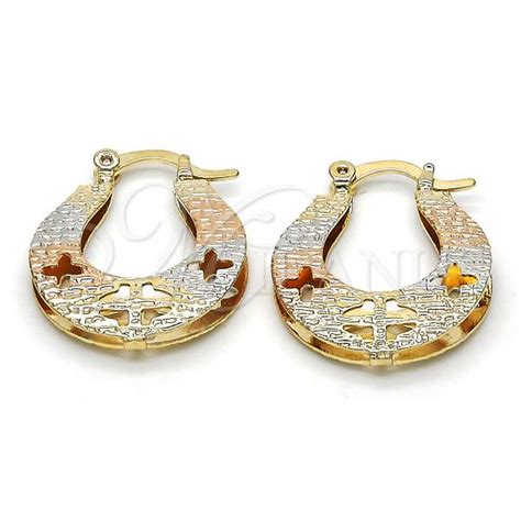 Oro Laminado Small Hoop Gold Filled Style Diamond Cutting Finish Tri