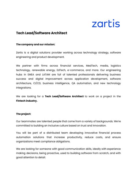 Tech Lead Software Architect Fexco Pdf Agile Software