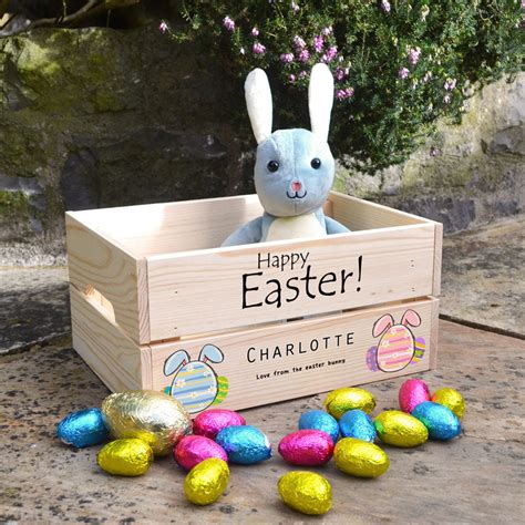 Custom Wooden Crate For Easter Personalised For Egg Hunts And Easter