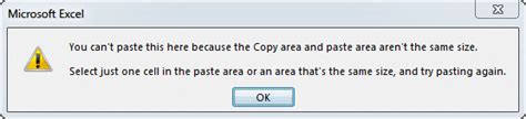 Solved Cant Paste Because The Copy Area And Paste Area Excel J