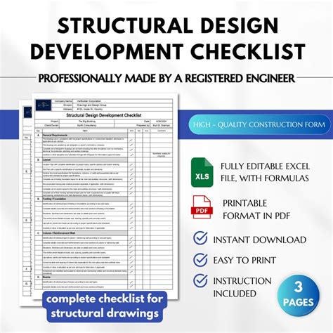 Structural Design Development Checklist Drawing Checklist Design