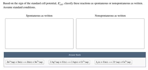 Solved Based On The Sign Of The Standard Cell Potential