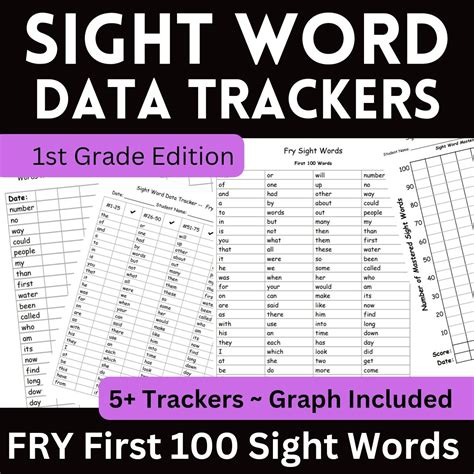 Sight Word Data Tracker 1st Grade Edition Sight Words Sight Word