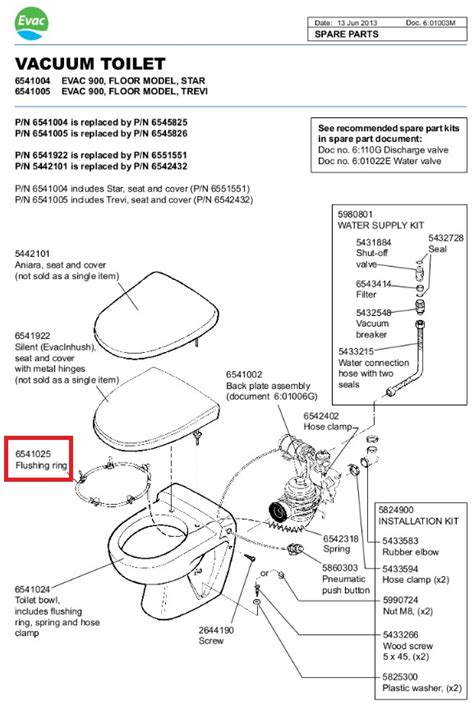 Flushing Ring Assembly For Evac 90090 Floor Marine Spares