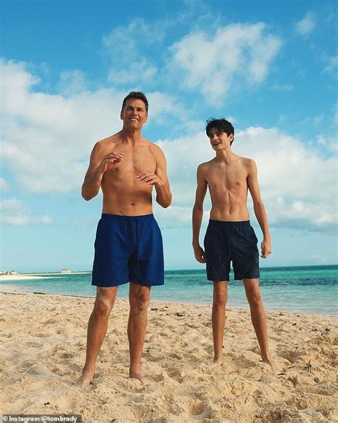 Tom Brady Goes Shirtless For A Game Of Beach Football With His Son Jack And Ex Patriots